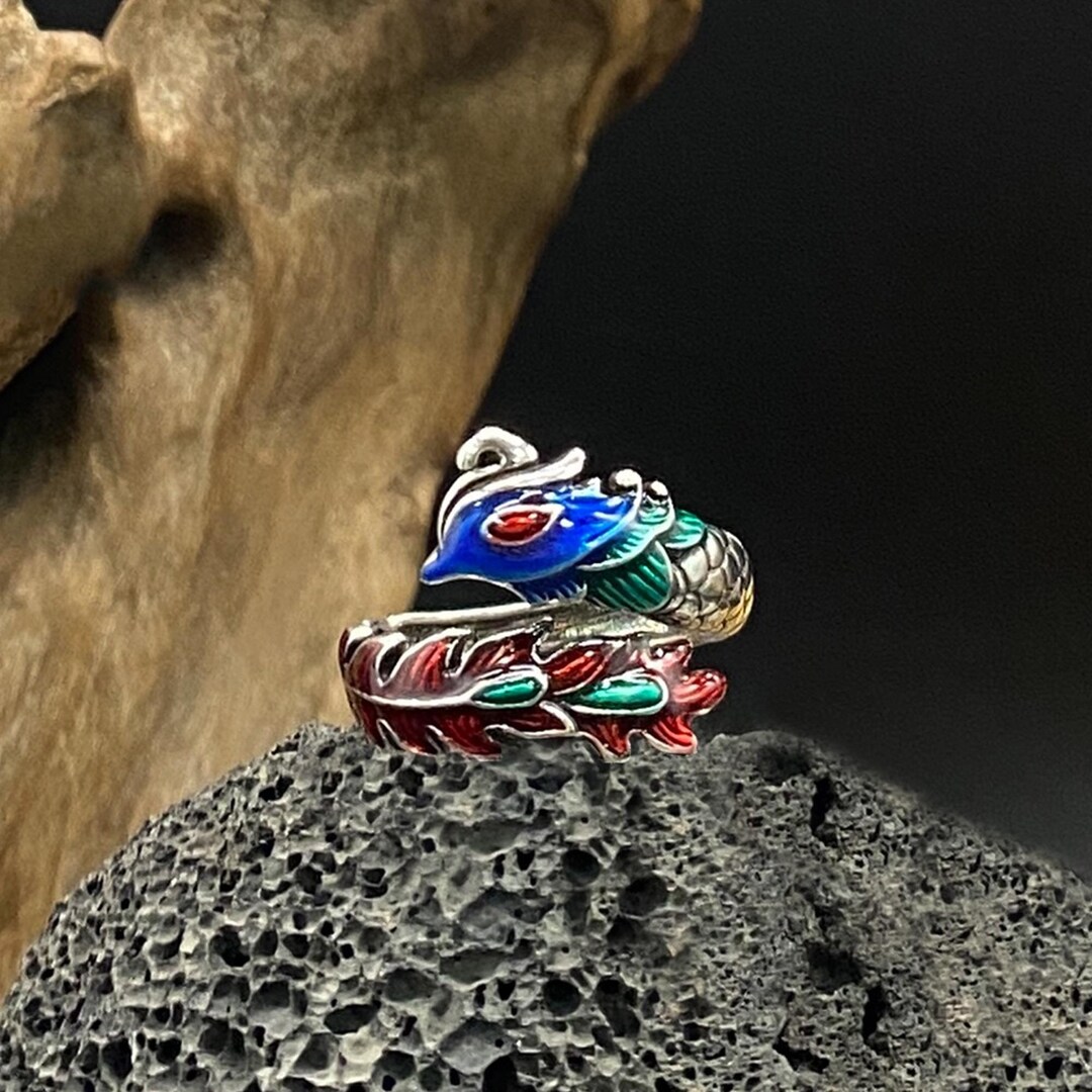 Exquisite Enamel Phoenix Open Adjustable Ring Fashion Women Multicolor ...