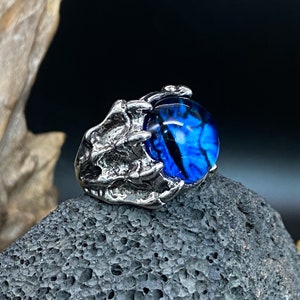 Gothic Unisex Blue Eyes Ring Punk Evil Eye Ring Silvery Claw Gothic ...