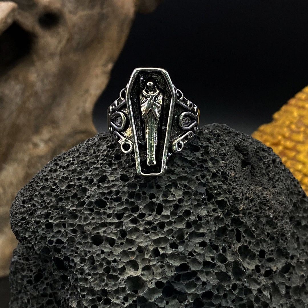 Stereoscopic Coffin Egyptian Mummy Ring Vintage Metal Color Mummy Ring ...
