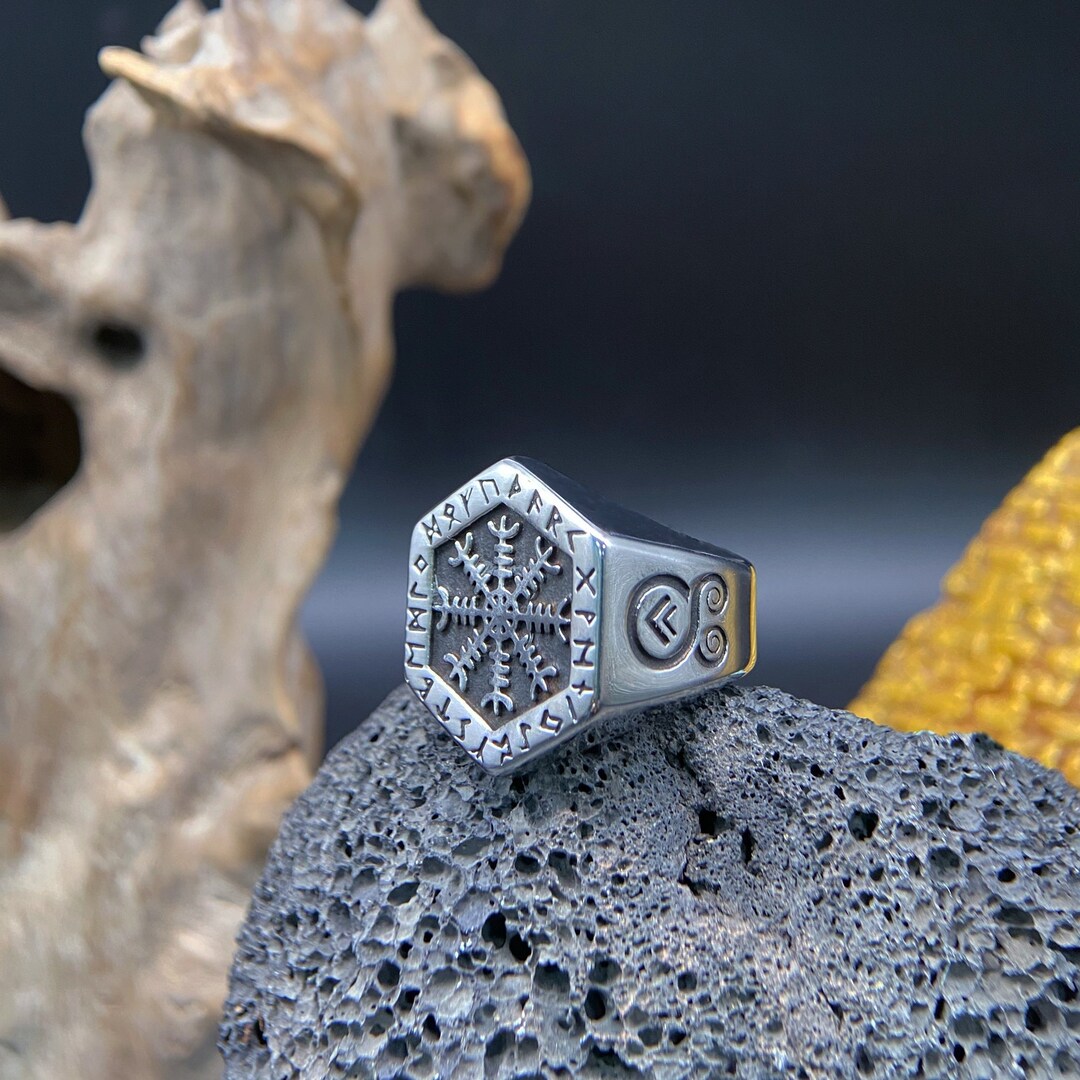 Vintage Nordic Viking HELM OF AWE Rings Viking Rune for Man Gothic ...