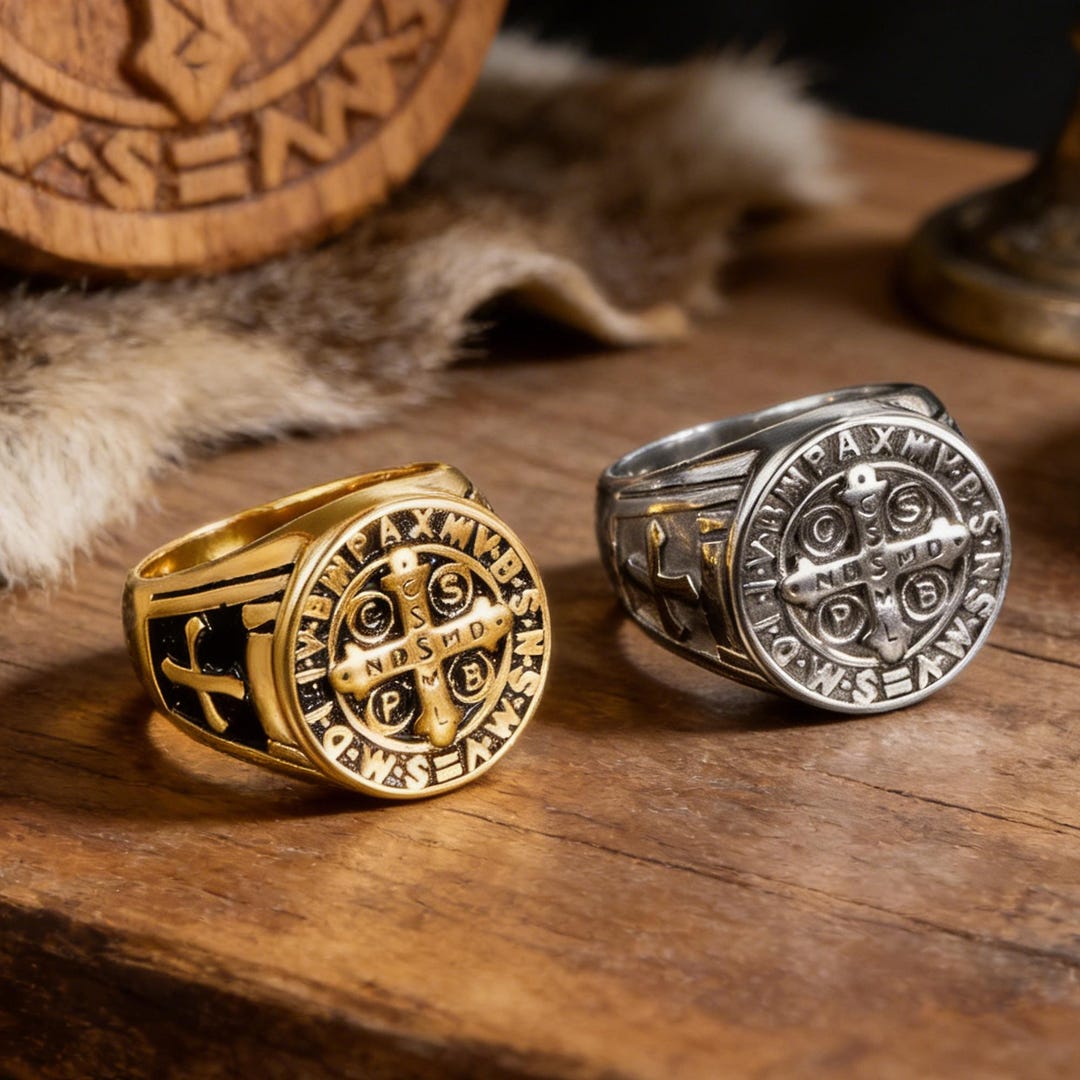 Viking Retro Cross Exorcist Ring Men's Punk Cross Band Fashion ...