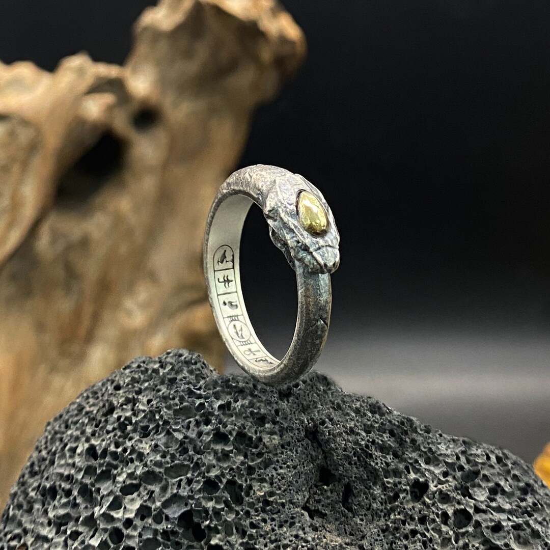 925 Sterling Silver Viking Punk Tail Biting Snake Ring Retro Egyptian ...