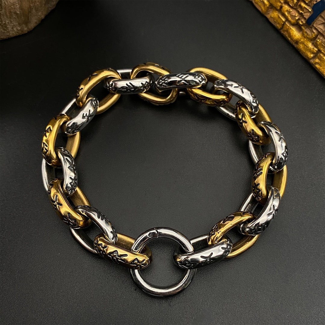 Runes of Seven Realms Bracelet for Men Stainless Steel Viking Rune ...
