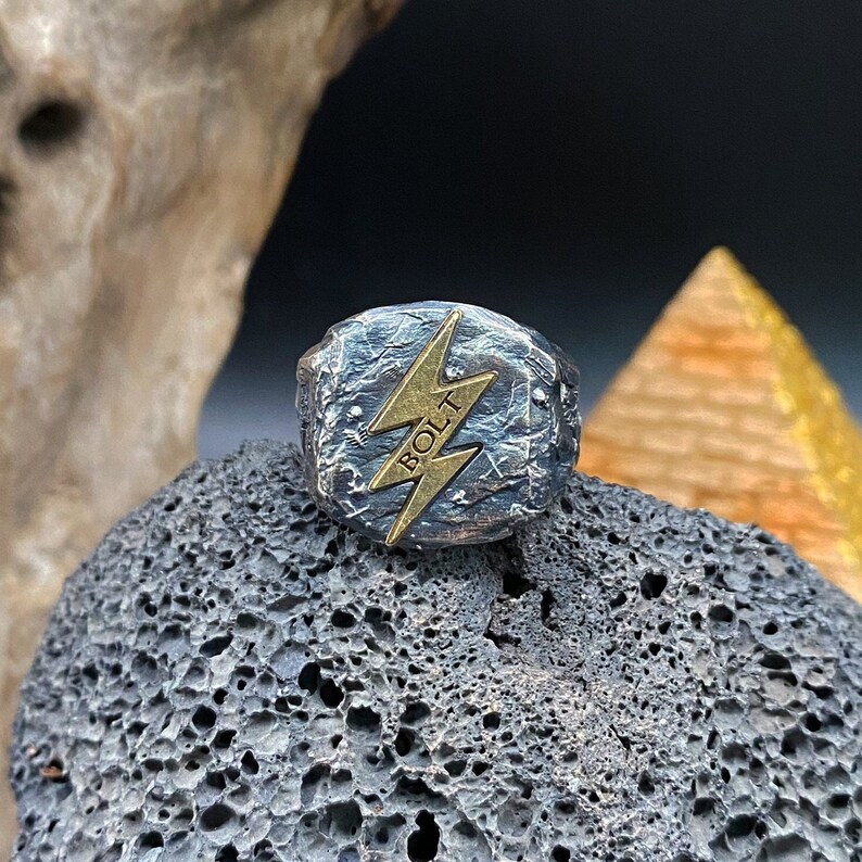 925 Silver Wrath of Zeus Lightning Bolt Ring Trendy Male God - Etsy