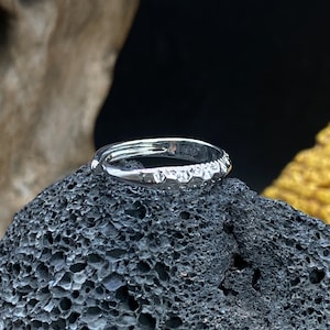 Retro Silver Stone Pattern Ring Fashion Men Street Hip Hop Adjustable ...