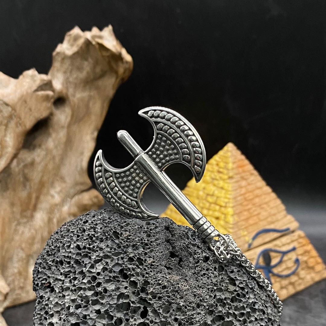Viking Battle Axe Pendant Vintage Punk Double Sided Axe Pendant Warrior ...