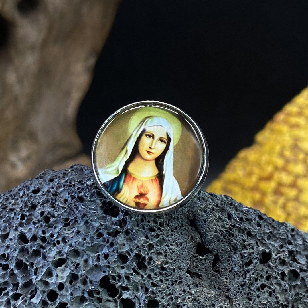 Virgin Mary Round Ring Mom Ring Mother's Day Gift Adjustable Charming ...