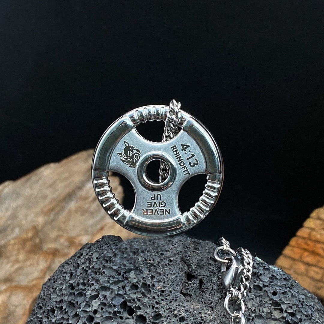 Dumbbell Fitness Hip Hop Pendant Couple Silver Sports Necklace Unisex ...