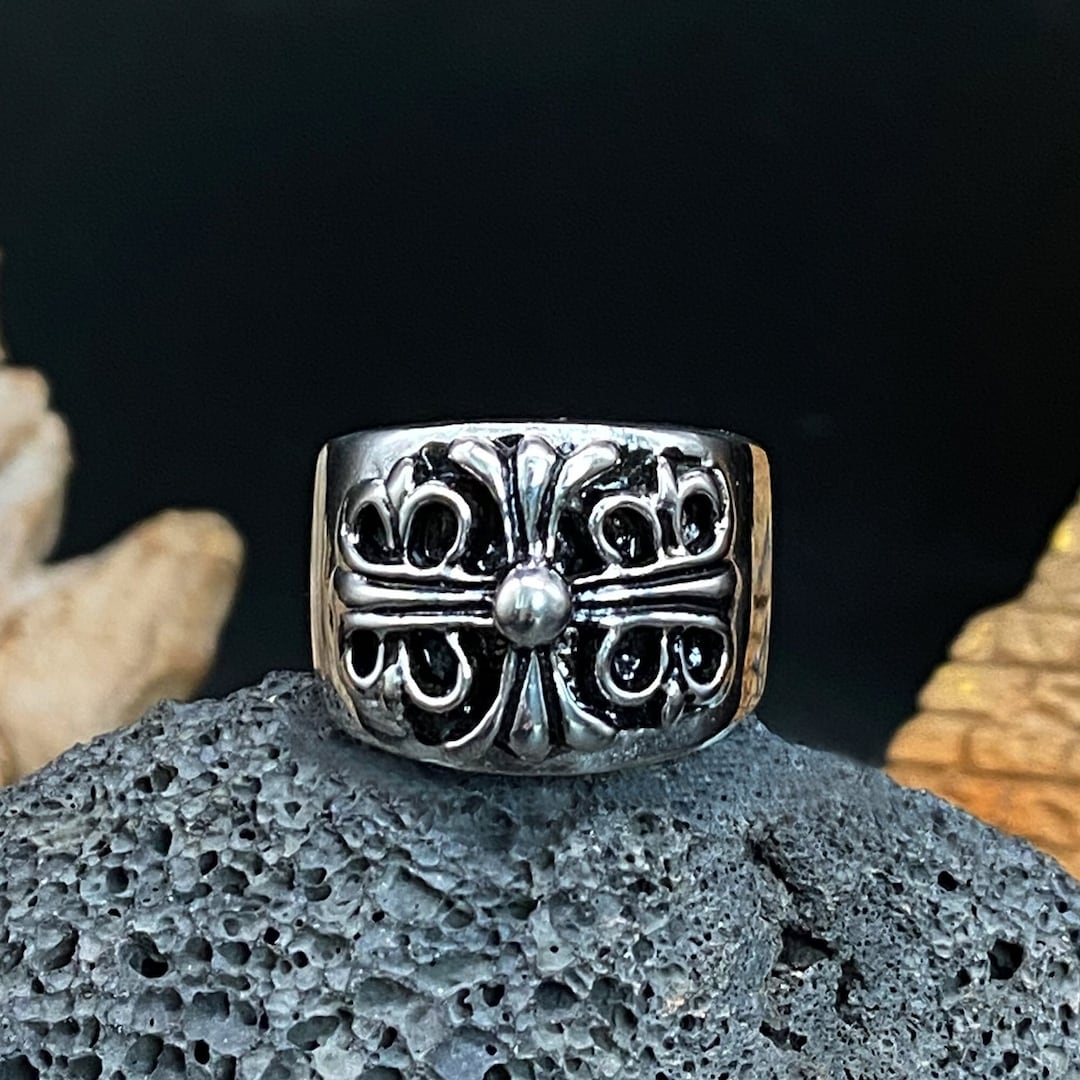 Gothic Chrome Hearts Ring Vintage Silver Cross Ring Personalized ...