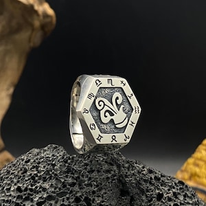 925 Sterling Silver Zodiac Aquarius Ring Handmade Constellation Signet ...