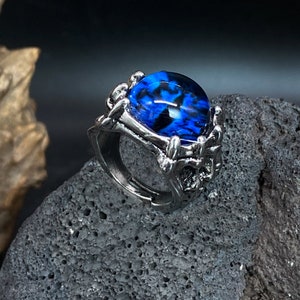 Gothic Unisex Blue Eyes Ring Punk Evil Eye Ring Silvery Claw Gothic ...