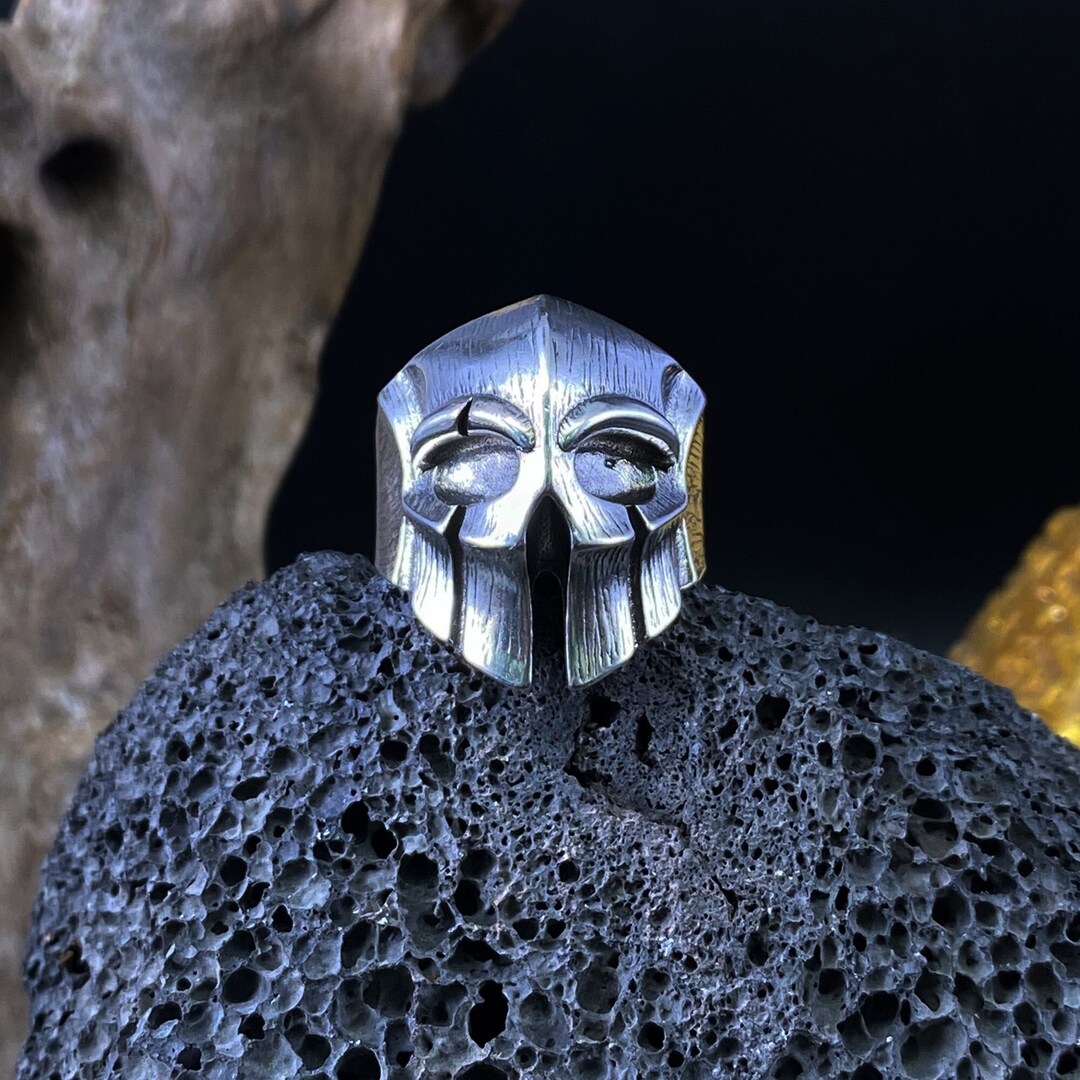 Retro Punk Spartan Warrior Mask Mens Rings for Vintage Classic Male ...