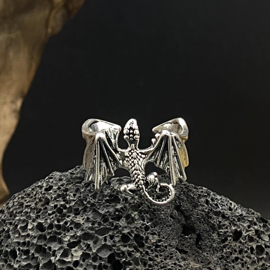 Vintage Gothic Dragon Wing Rings for Man Retro Hip Hop Punk Devil Wings ...
