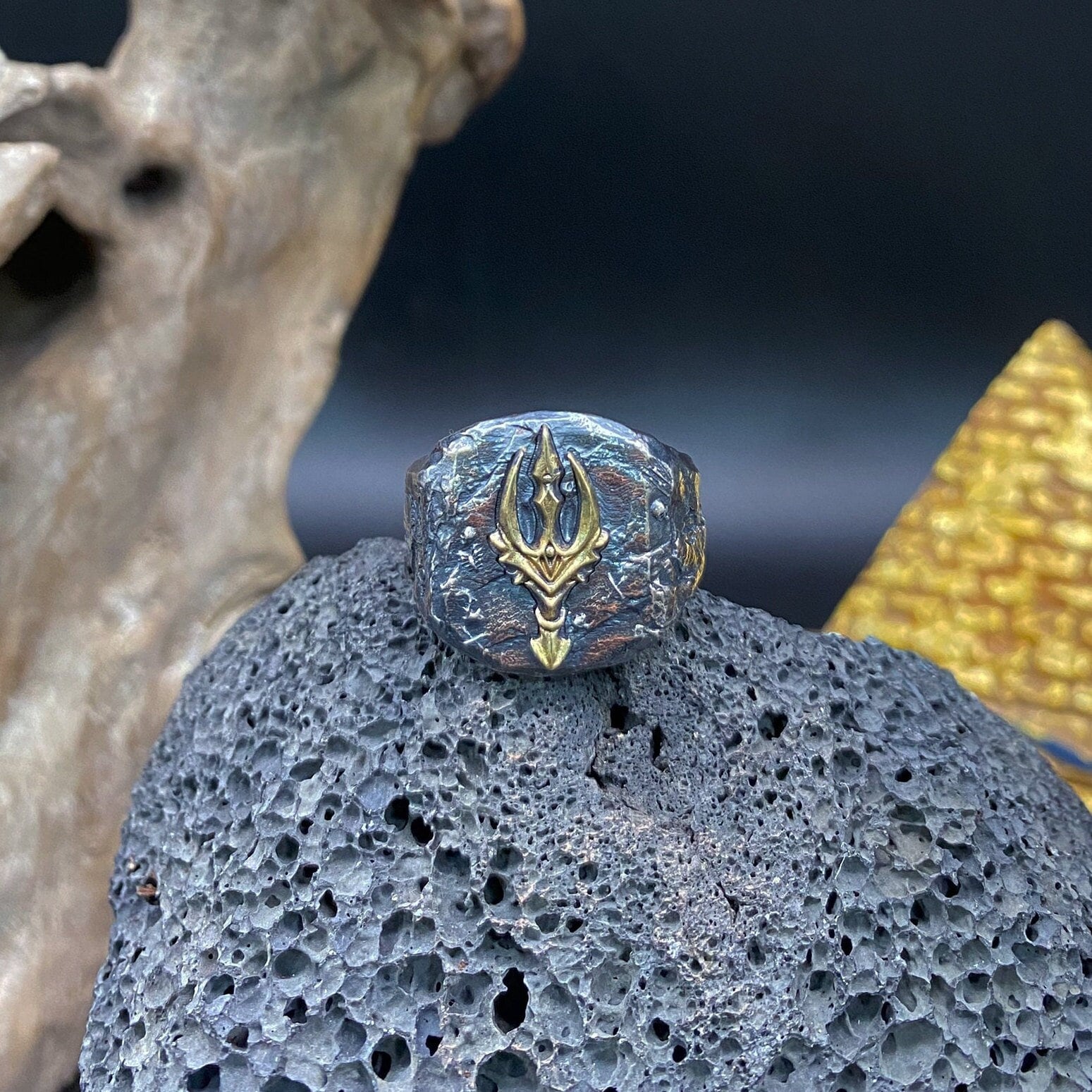 925 Silver Aquaman Trident Ring Trendy Poseidon Male God Band - Etsy