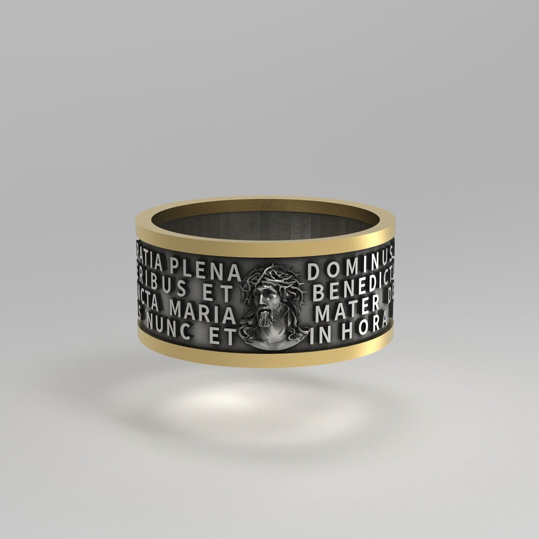 Christian Jesus Men Ring Scripture Inlaid Copper Ring Fashion Men ...