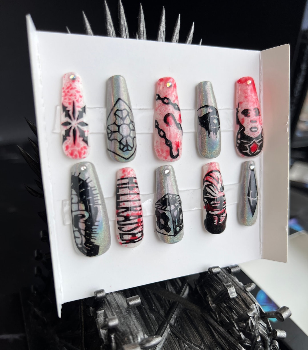 CUSTOM PRESS ONS Hellraiser Theme Press on Halloween or Cosplay Nail ...