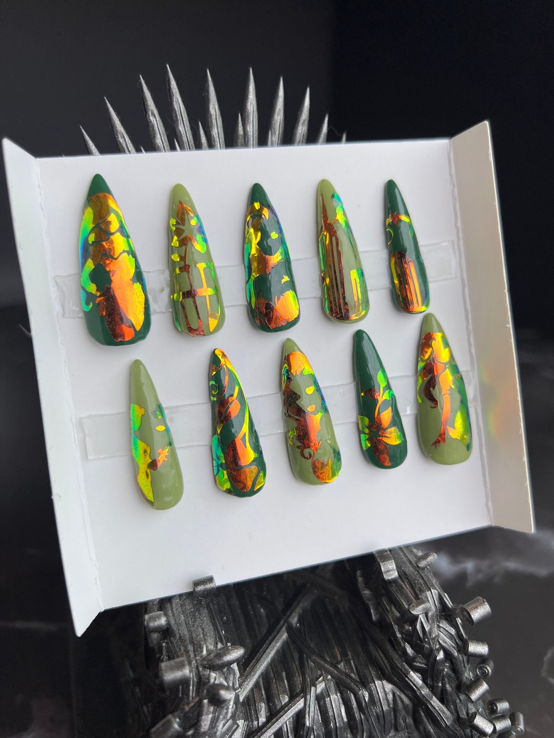 CUSTOM PRESS ONS Poison Ivy Theme Halloween or Cosplay Press on Nail ...