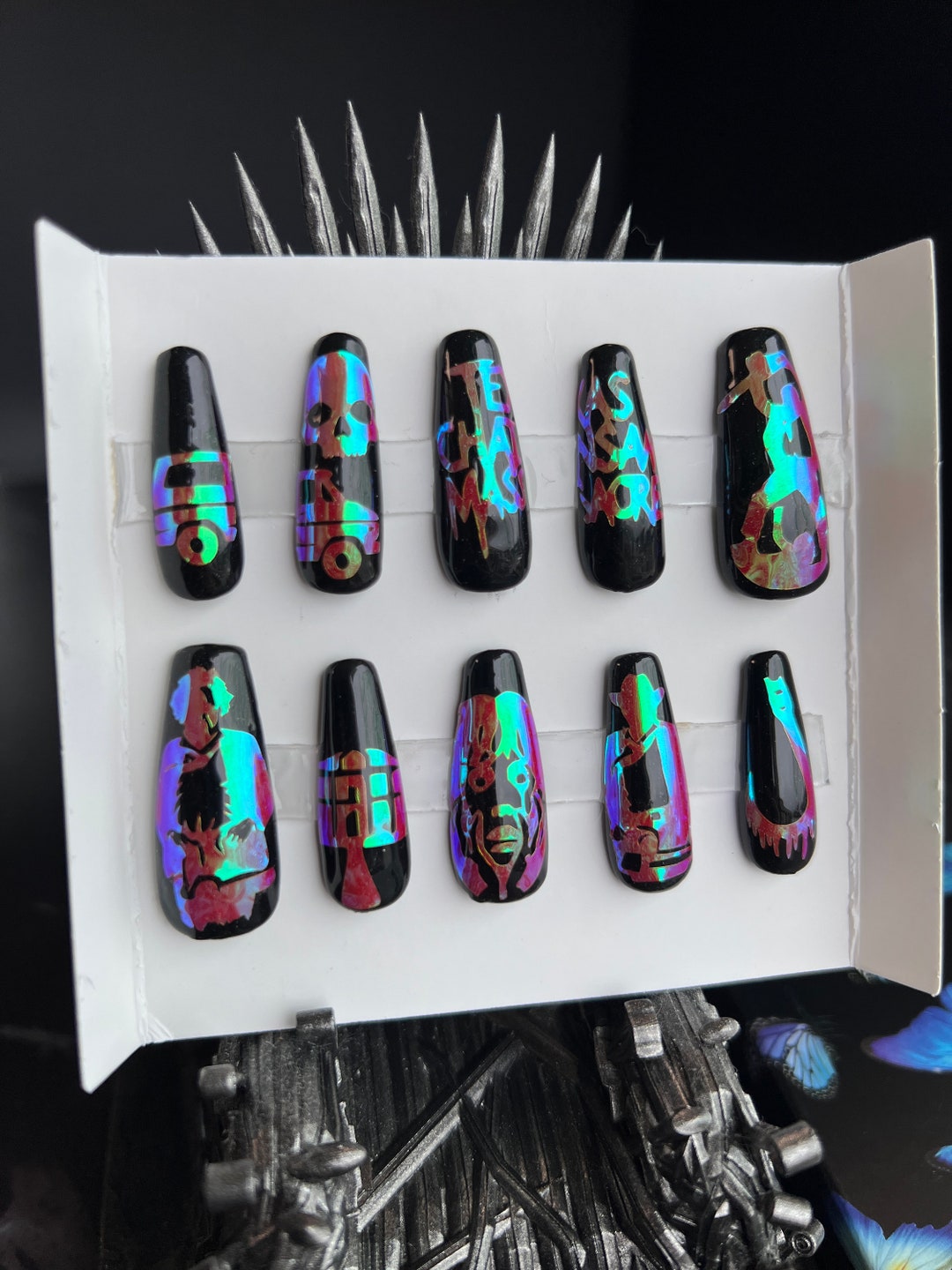 CUSTOM PRESS ONS Texas Chainsaw Massacre Theme Press on Halloween or ...