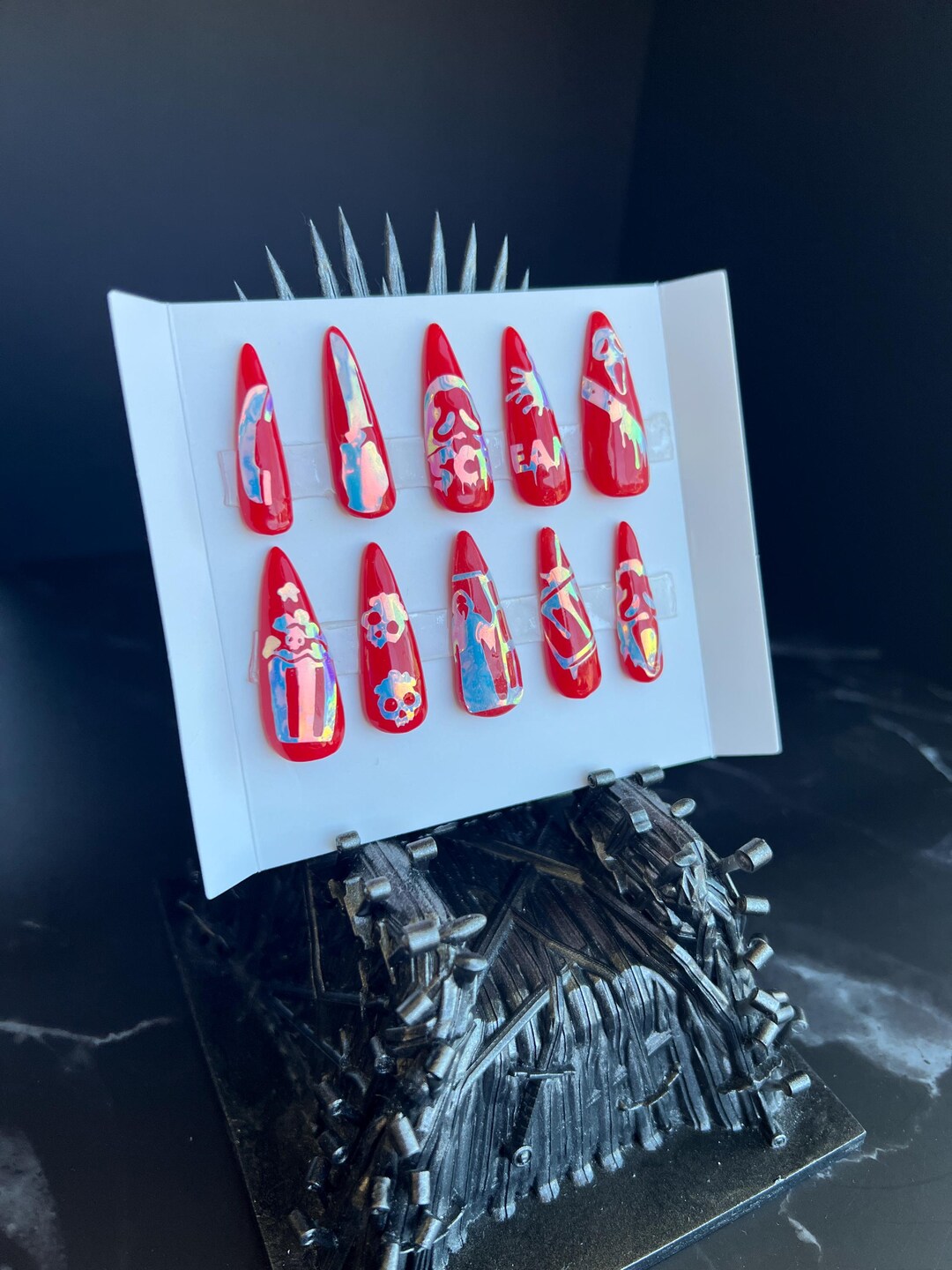 CUSTOM PRESS ONS scream Movie Theme Halloween or Cosplay Press on Nail ...