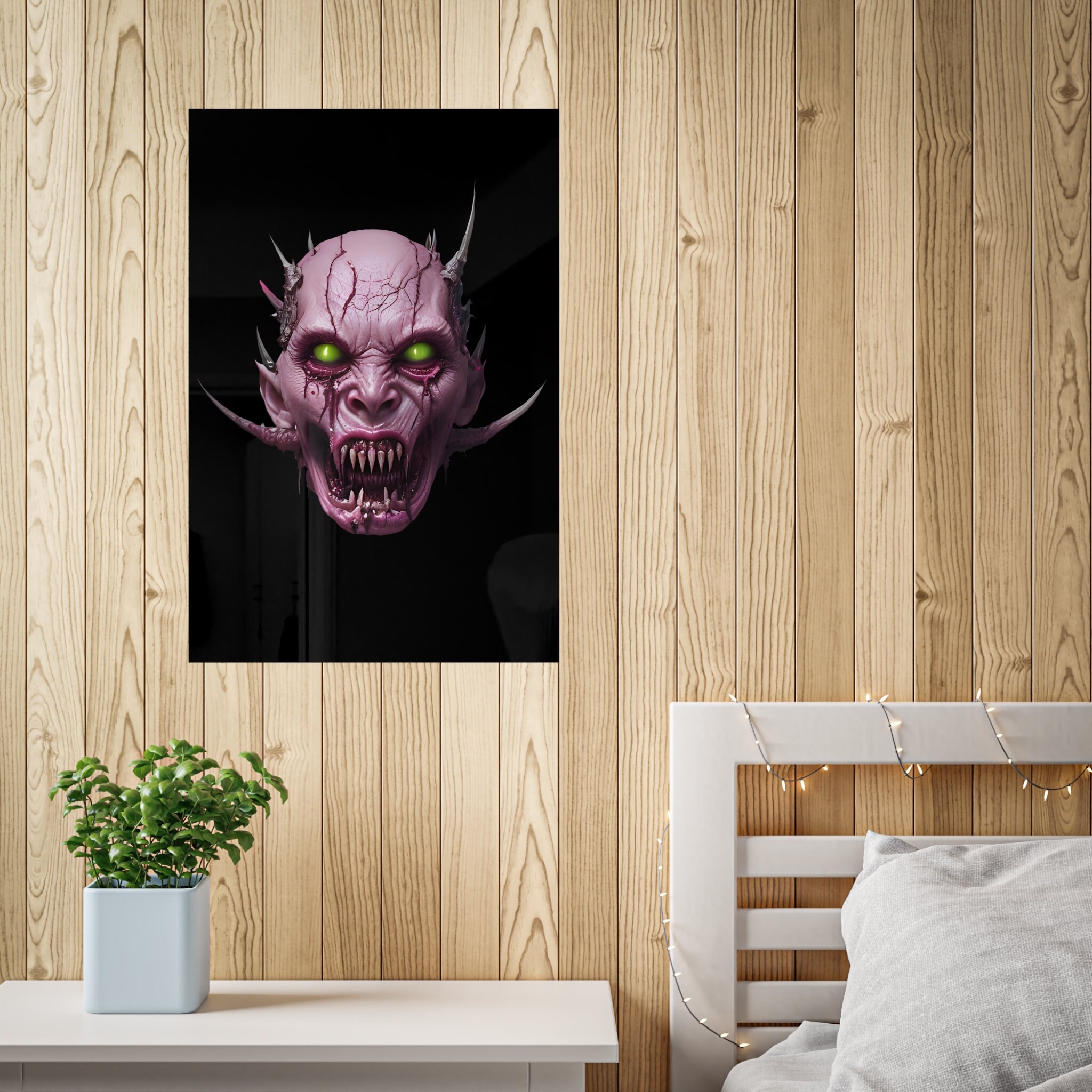 Pink Male Demon Unframed Poster Spooky Halloween Gift - Etsy