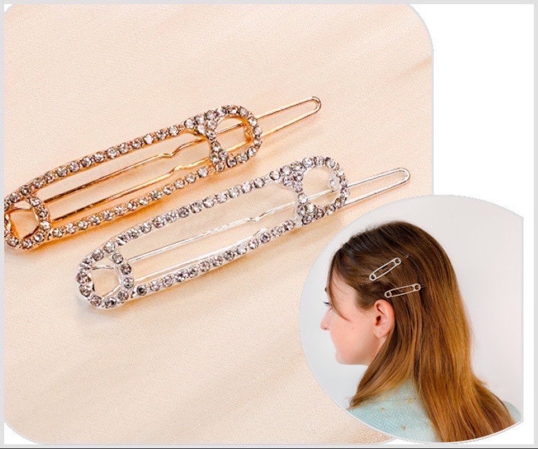 Safety Pin Hair Clip Set, Cute Pin Hair Accessories, Crystal Hair Clip ...