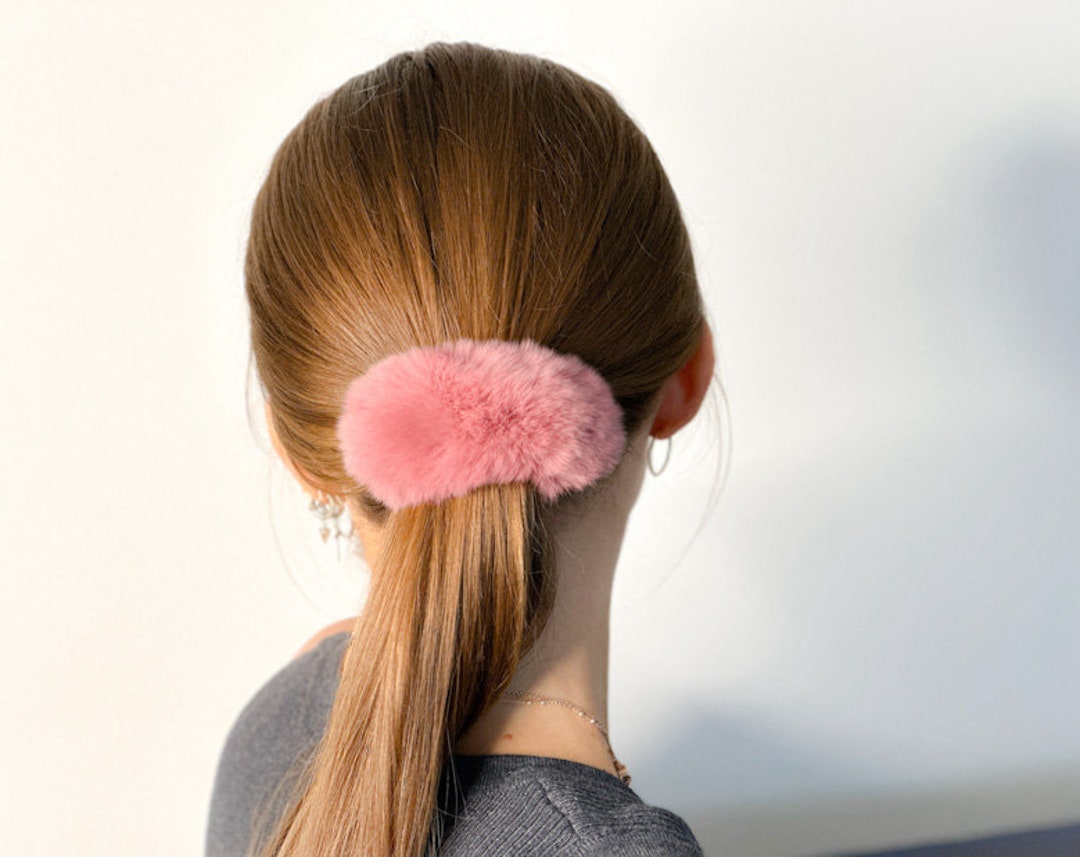 Cute Pom Pom Ponytail Holder, Fluffy Faux Fur Cute Hair Clips, Fuzzy ...