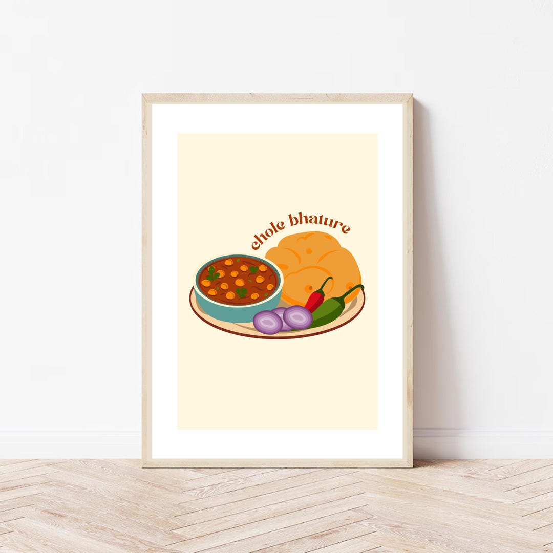 Chole Bhature Poster, Chole Bhature Punjabi Urdu Gujarati Print, Punjab ...