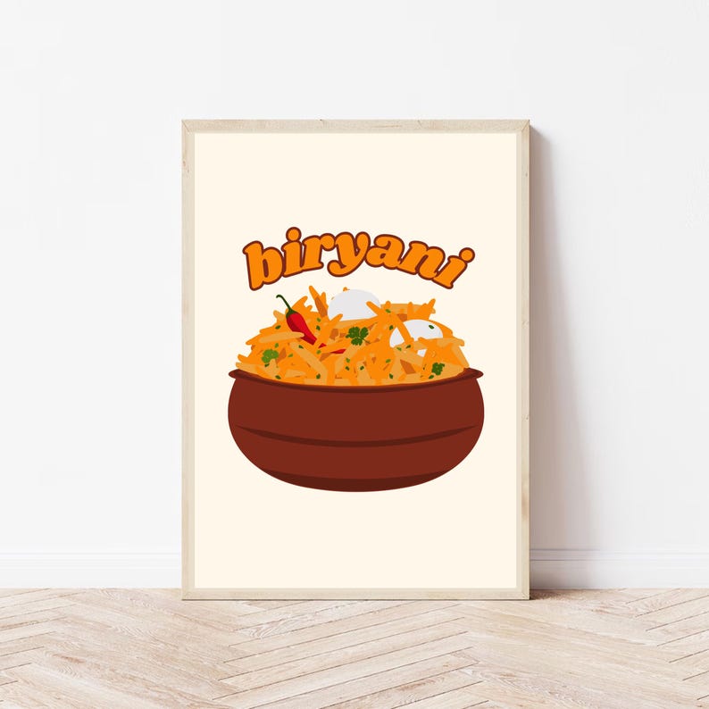 Biryani Poster, Indian Pakistani Bangladesh Biryani Food Print ...