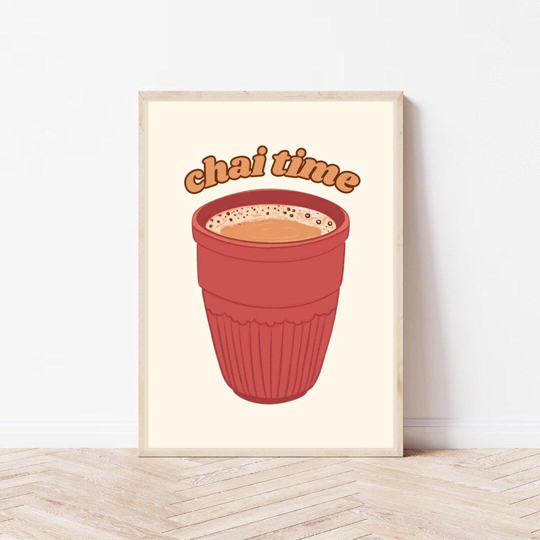 Chai Time Tea Poster, Chai Hindi Punjabi Urdu Gujarati Cha Cup Print ...