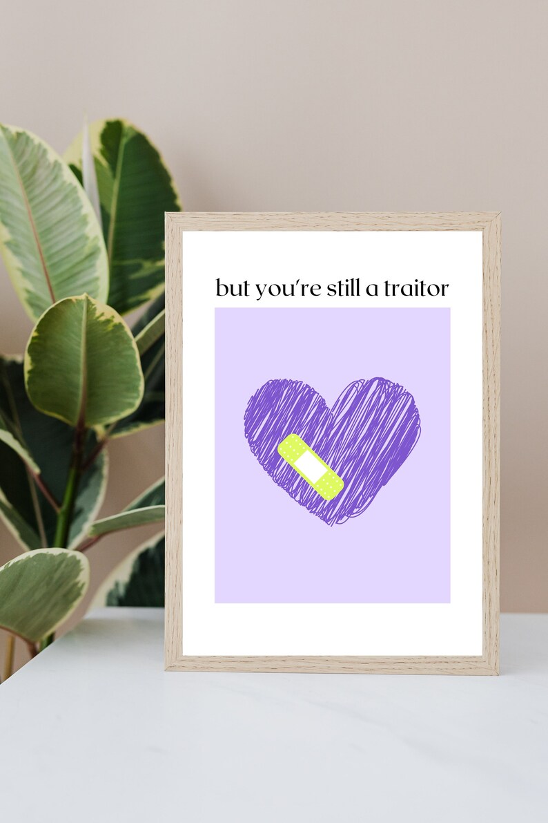 Olivia Rodrigo Inspired Traitor Lyrics Art Print, Purple Heart Decor - Etsy