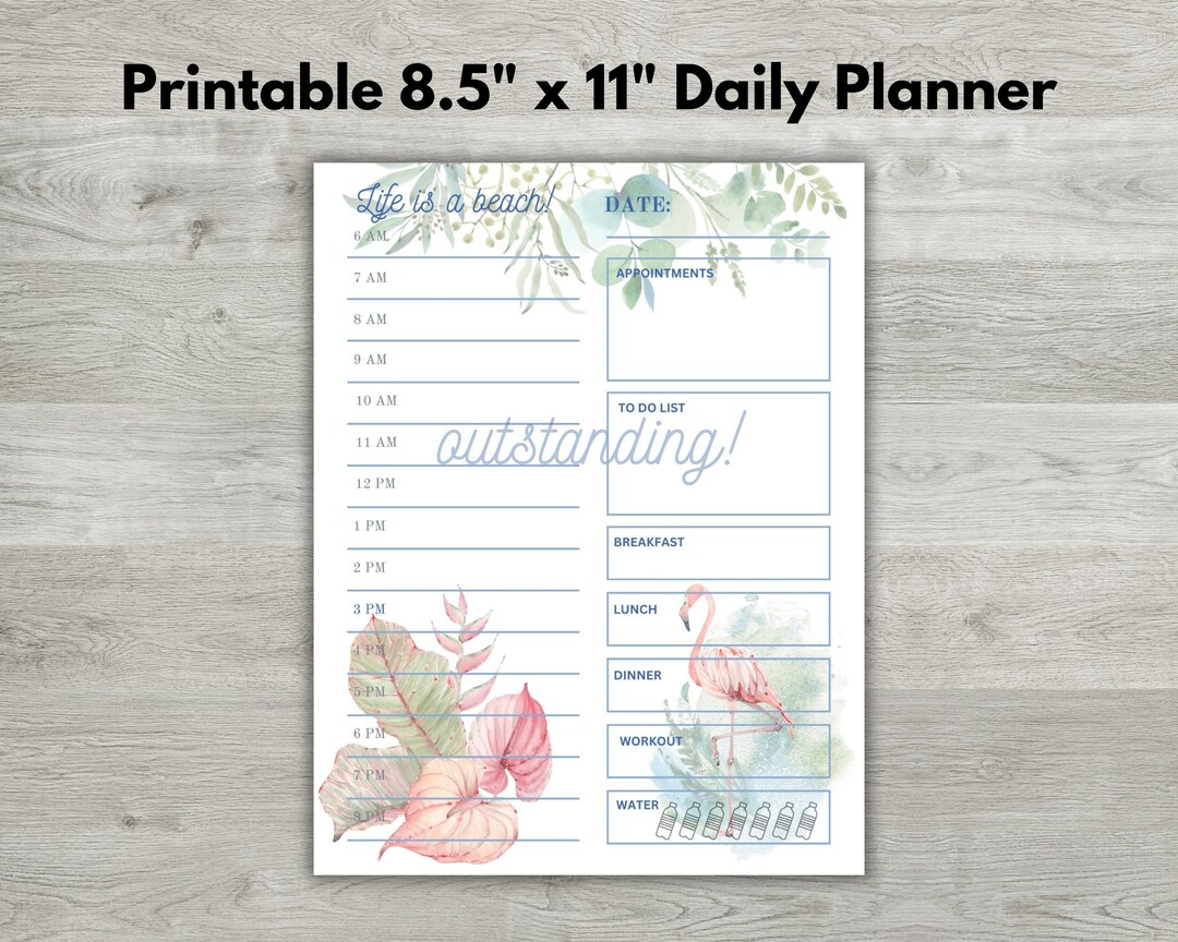 Flamingo Beach Theme Motivational Daily Planner - Etsy