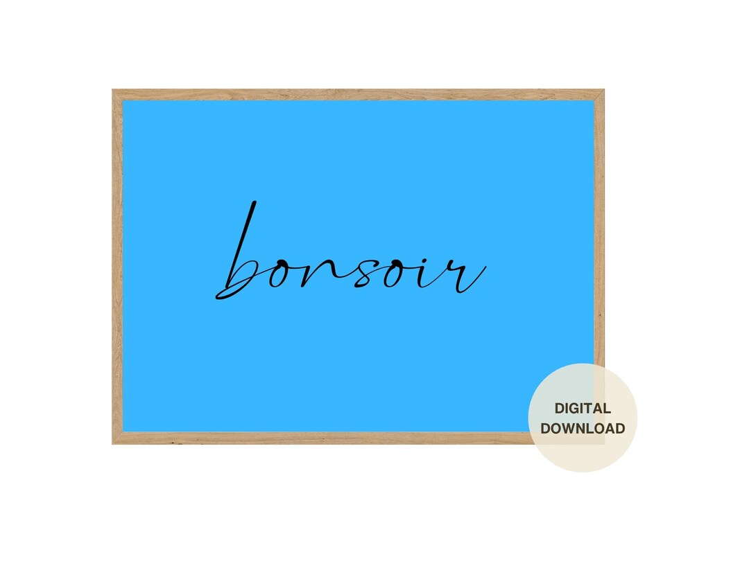 Bonsoir Text Wall Art Digital Download - Etsy