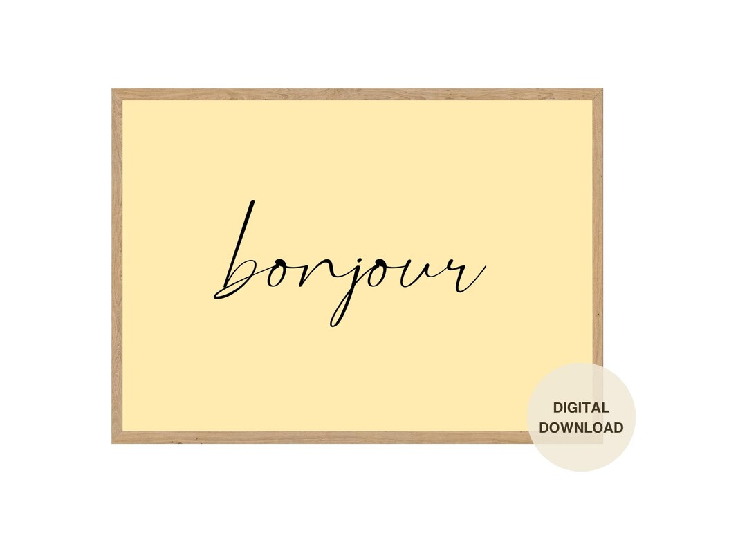 Bonjour Text Wall Art Digital Download - Etsy