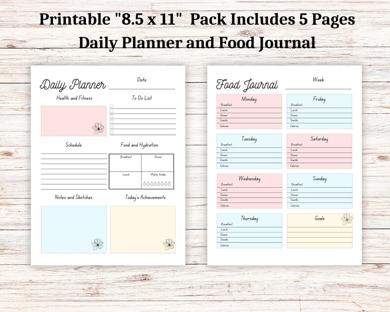 Daily and Weekly Health and Fitness Printable Digital Planner - Etsy