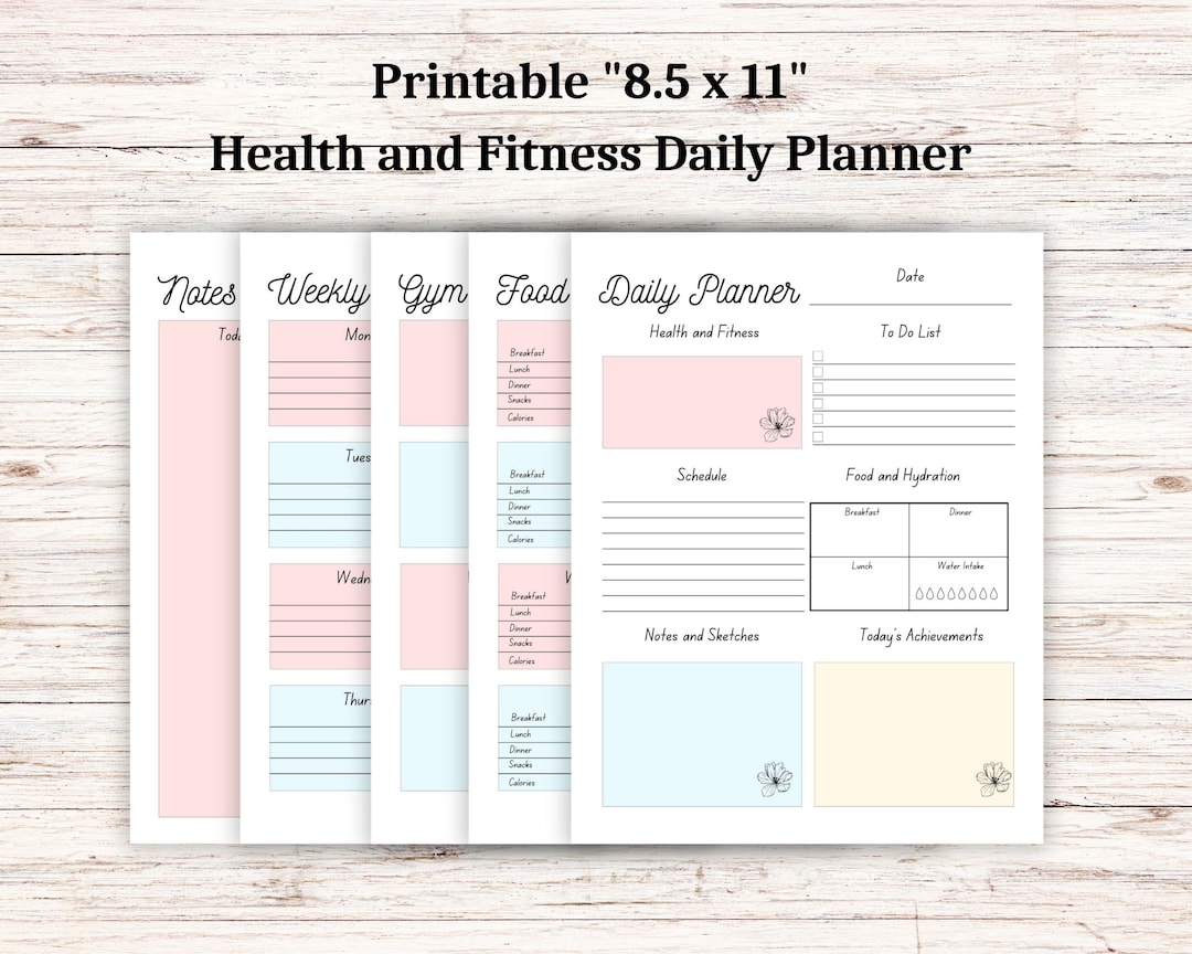 Daily and Weekly Health and Fitness Printable Digital Planner - Etsy