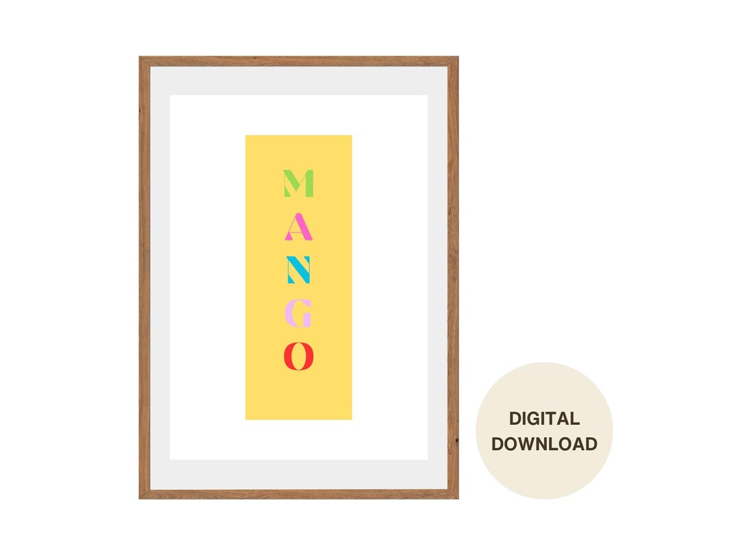 Mango Yellow Word Wall Art - Instant Digital Download - Etsy