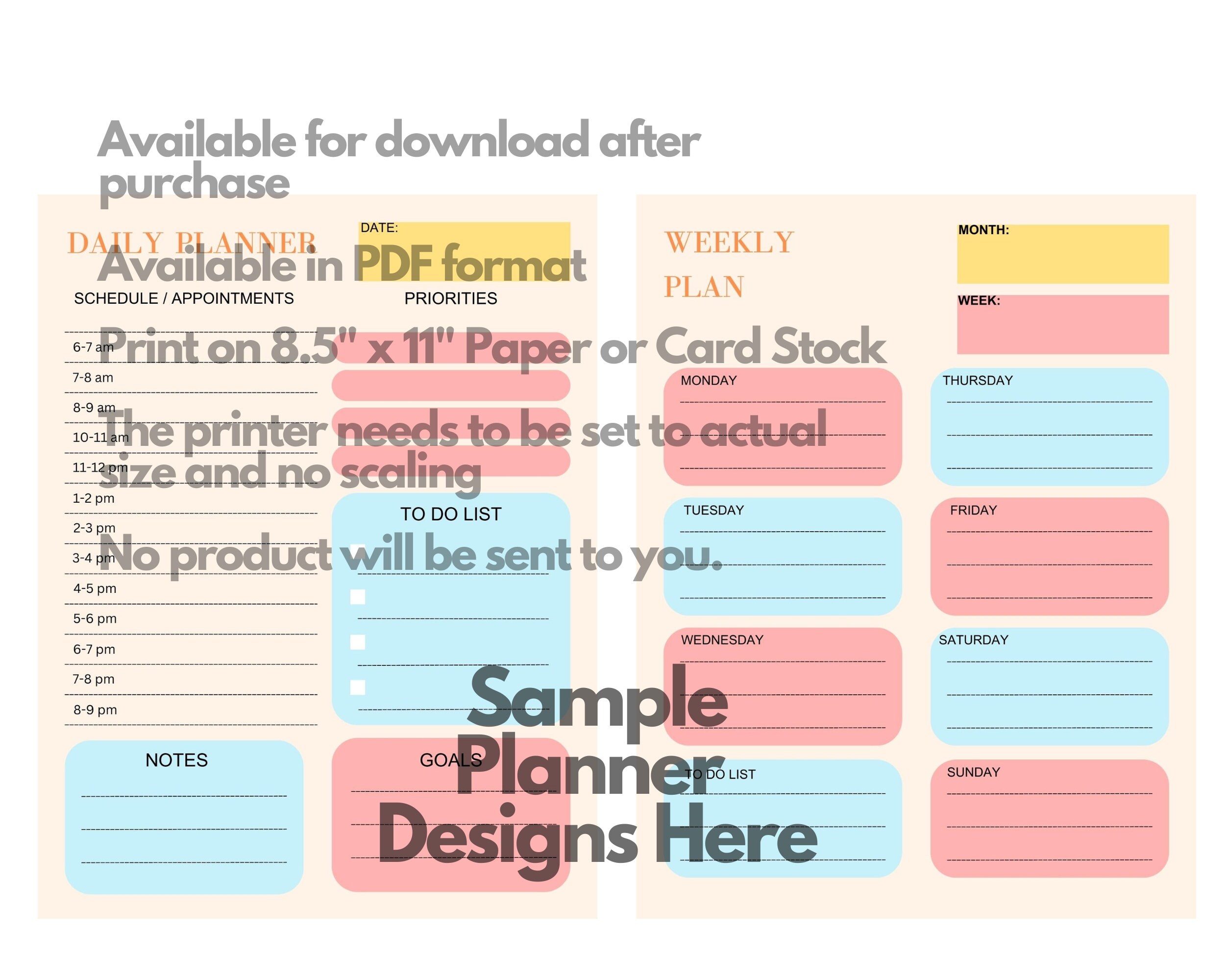 Digital Printable Daily and Weekly Planner Bundle - Etsy