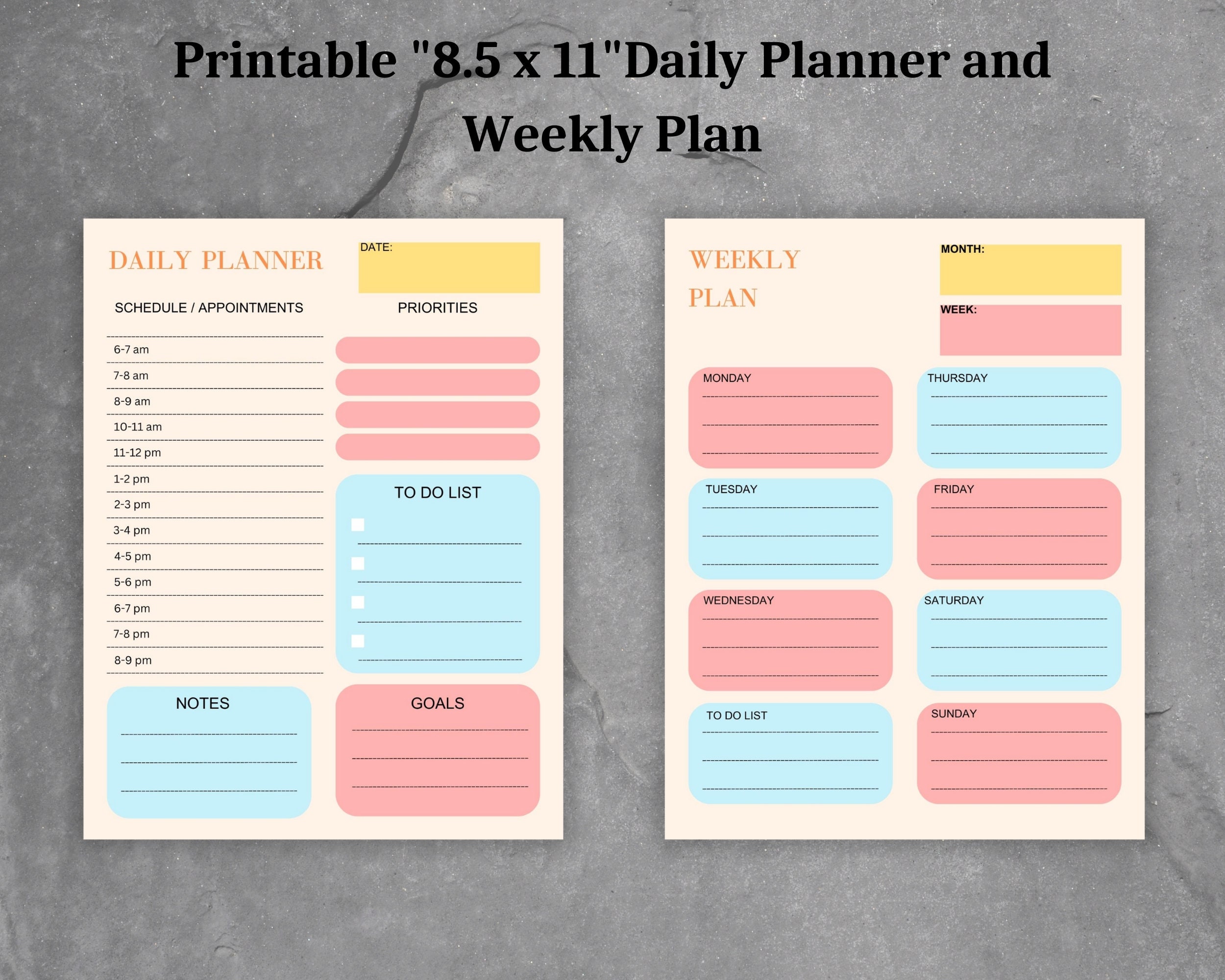 Digital Printable Daily and Weekly Planner Bundle - Etsy
