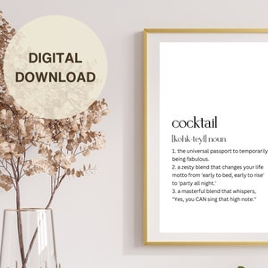Cocktail Definition Elixir Whimsy Humorous Wall Art - Etsy