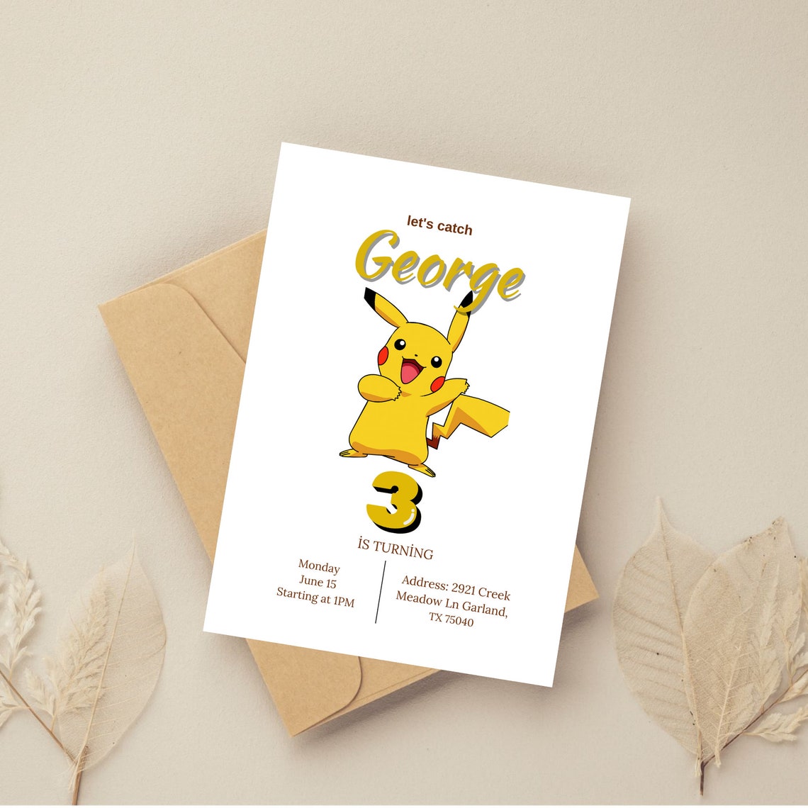 Pikachu Invite Pokemon Invitation Editable in Canva Instant - Etsy