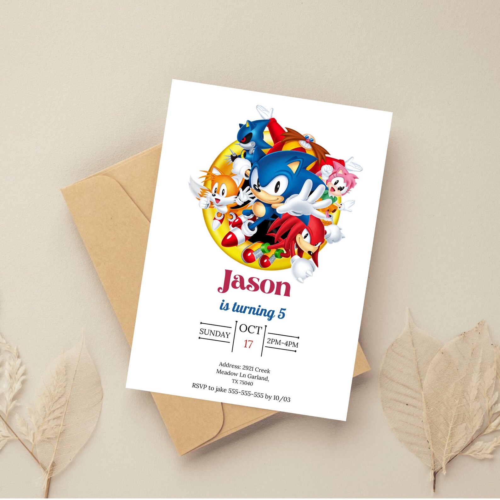 Sonic Invitation, Sonic Birthday Invitation Template, Sonic the ...