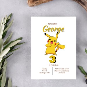 Pikachu Invite Pokemon Invitation Editable in Canva Instant - Etsy