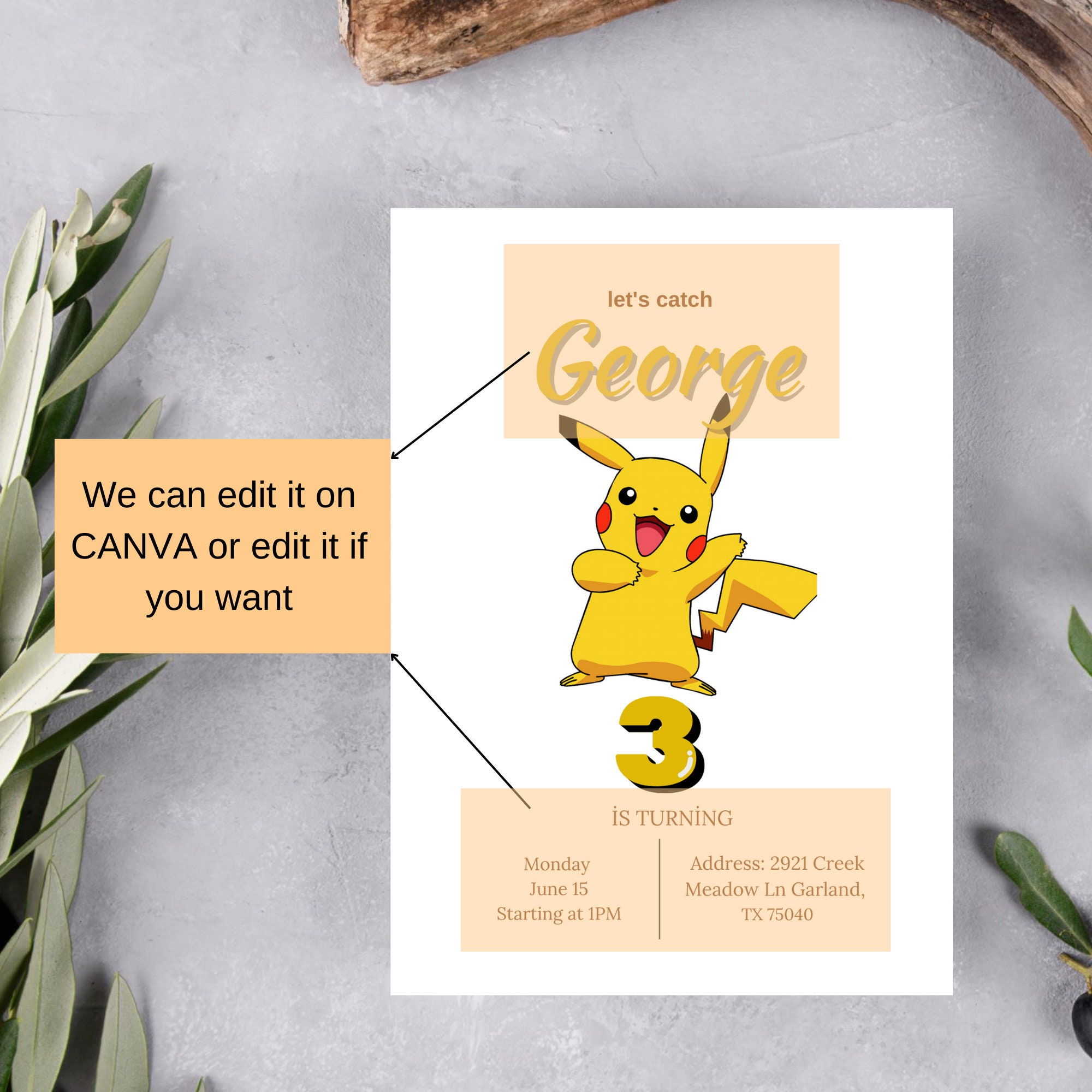 Pikachu Invite Pokemon Invitation Editable in Canva Instant - Etsy