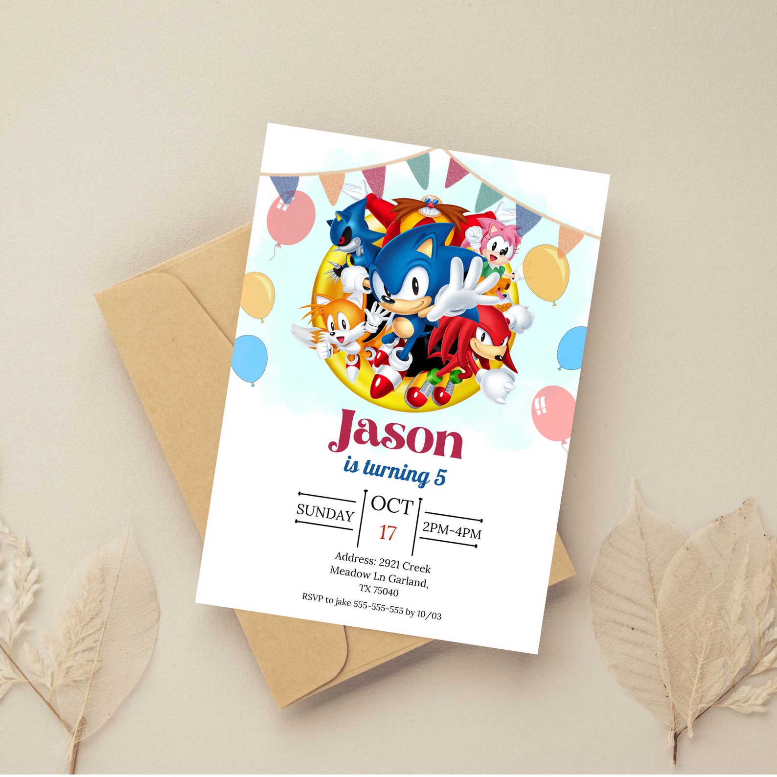 Sonic Invitation, Sonic Birthday Invitation Template, Sonic the ...