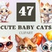 Cute Cats Clipart Bundle, Transparent Background Clipart, Baby Cats ...