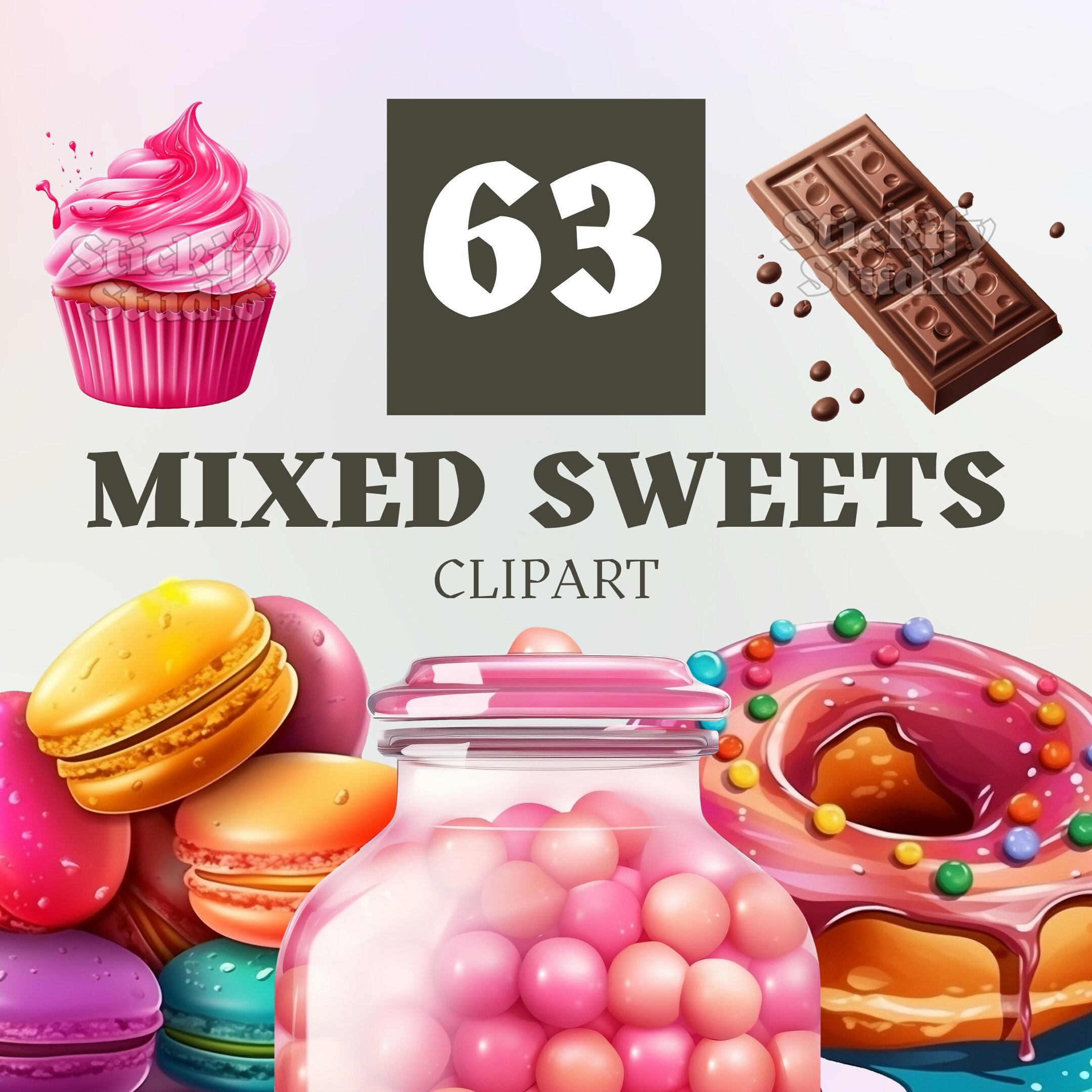 Mixed Sweets Clipart Pack, Transparent Background Clipart, Sweets ...