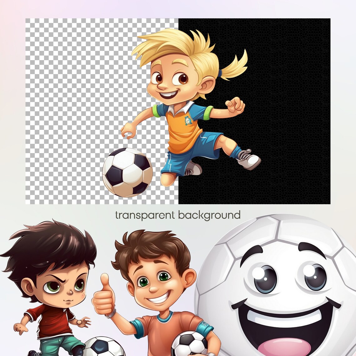 Kids Soccer Players Clipart Set, Transparent Background, Baby Soccer ...