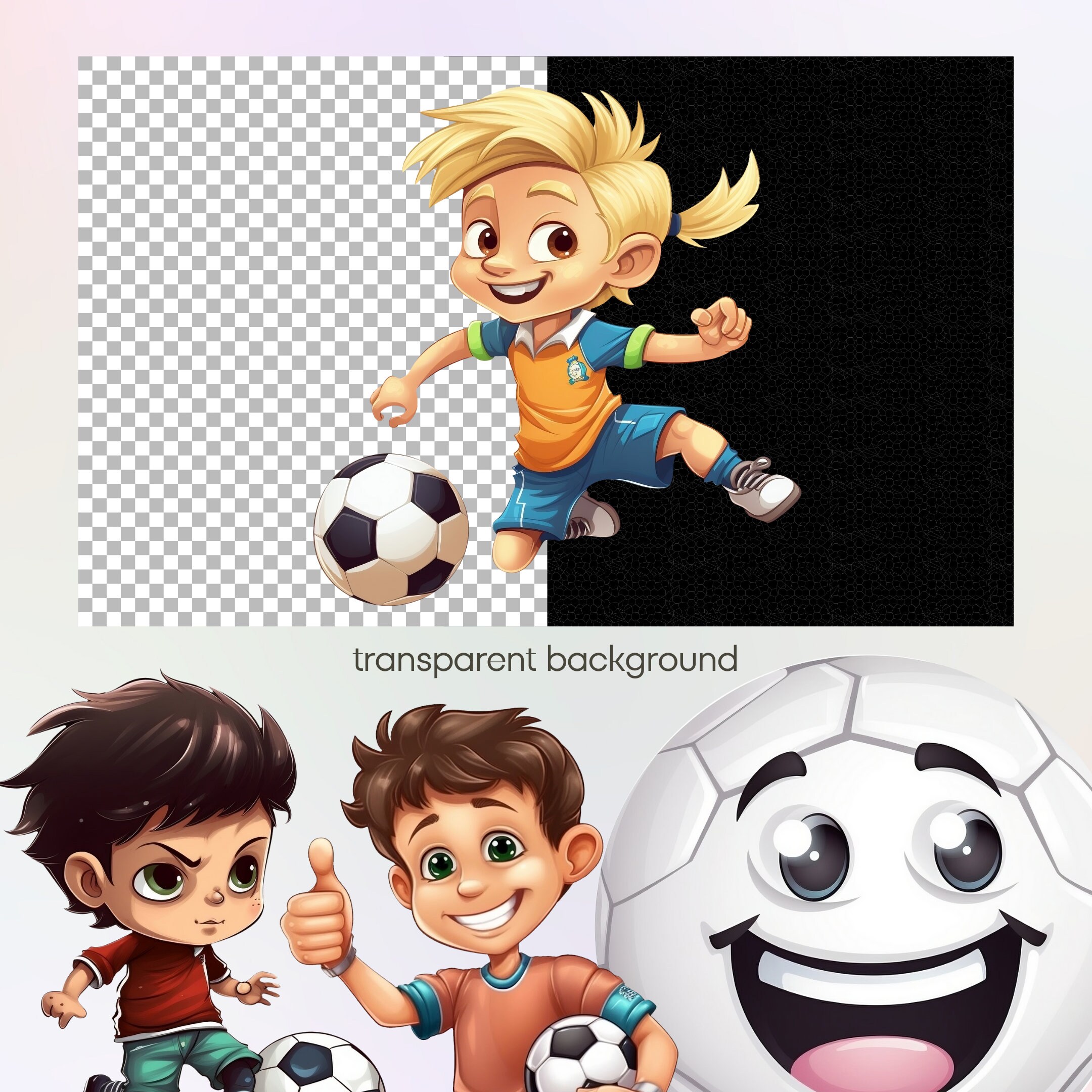 Kids Soccer Players Clipart Set, Transparent Background, Baby Soccer ...
