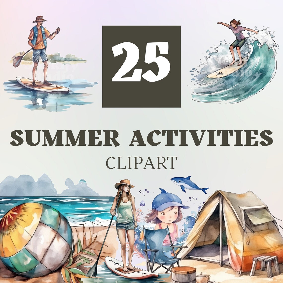 Summer Activities Clipart Bundle, Transparent Background Clipart ...