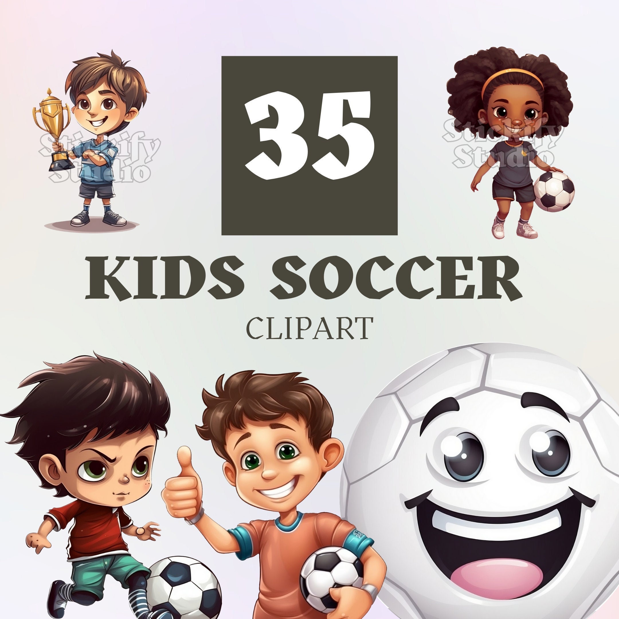 Kids Soccer Players Clipart Set, Transparent Background, Baby Soccer ...